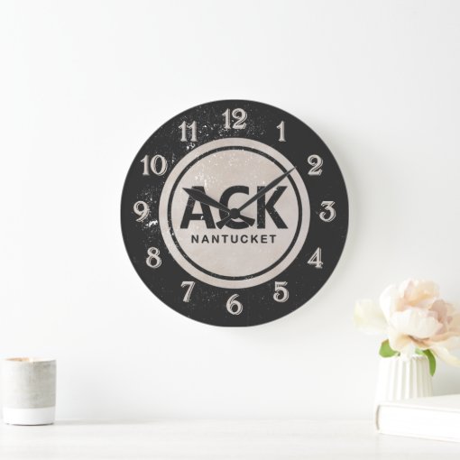 Vintage ACK Nantucket Massachusetts Beach Tag Large Clock | Zazzle