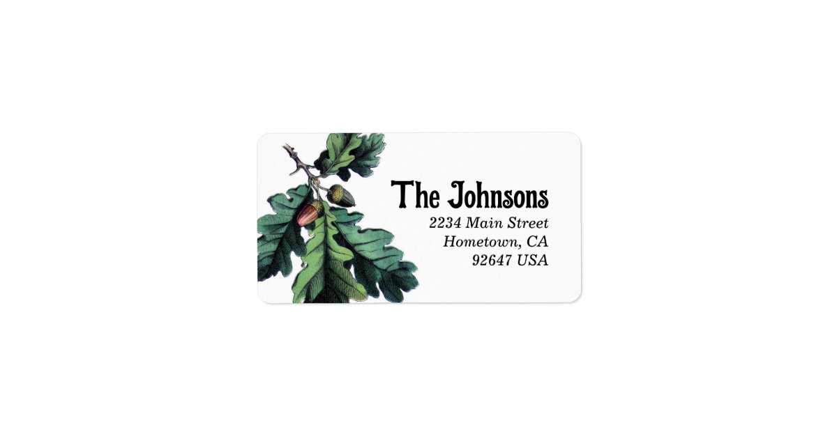 Vintage Acorn Oak Tree Return Label Cottagecore | Zazzle