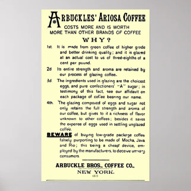 "Vintage-ad ARBUCKLES' ARIOSA COFFEE" Poster | Zazzle