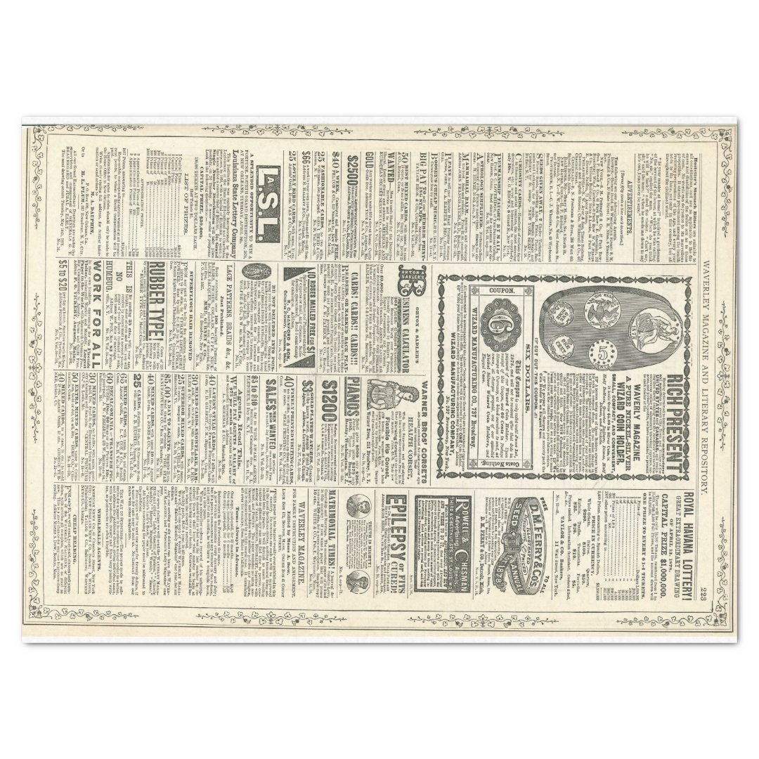 Vintage Ad Page Tissue Paper | Zazzle