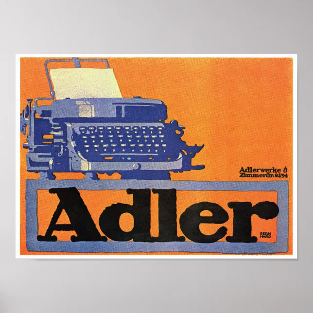 Vintage Adler Typewriter Ad Poster | Zazzle