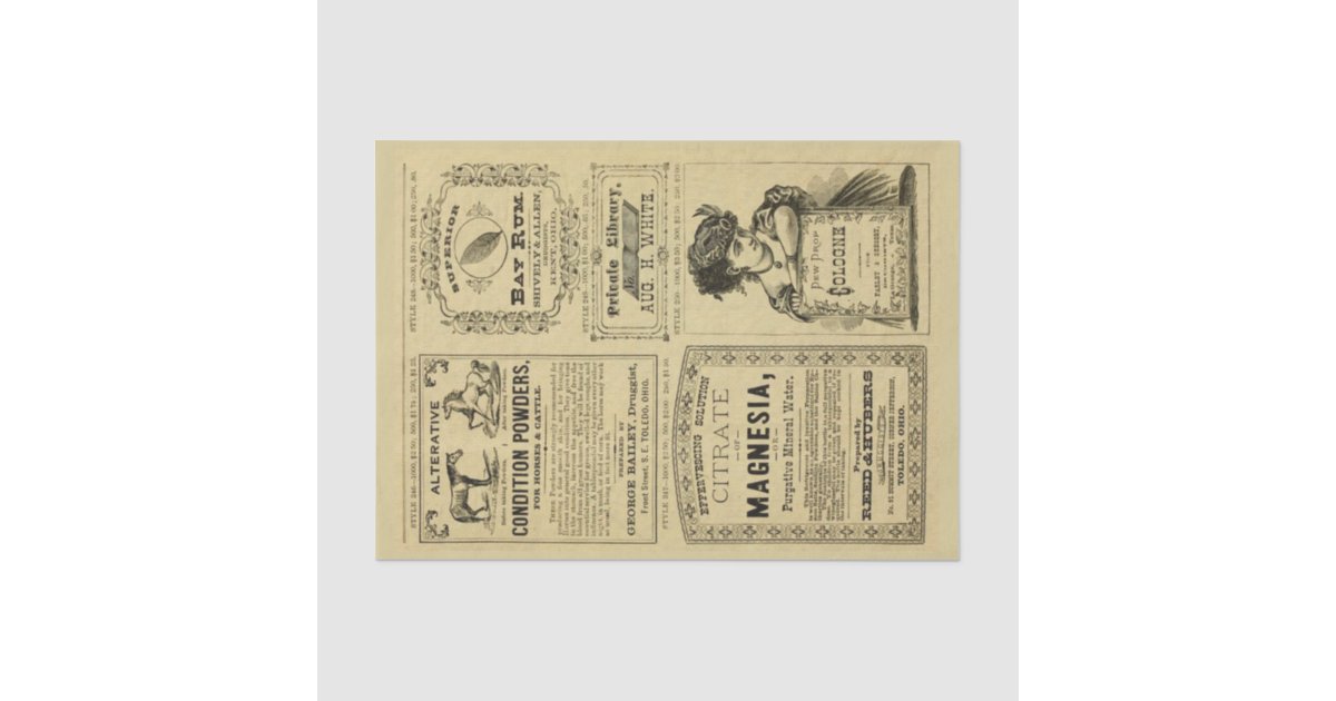 Vintage Advertising Newsprint Retail Ads Tissue Paper | Zazzle