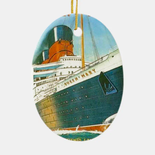Vintage advertising, RMS Queen Mary Ceramic Ornament | Zazzle