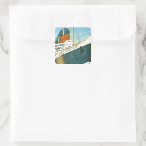 Vintage advertising, RMS Queen Mary Square Sticker | Zazzle