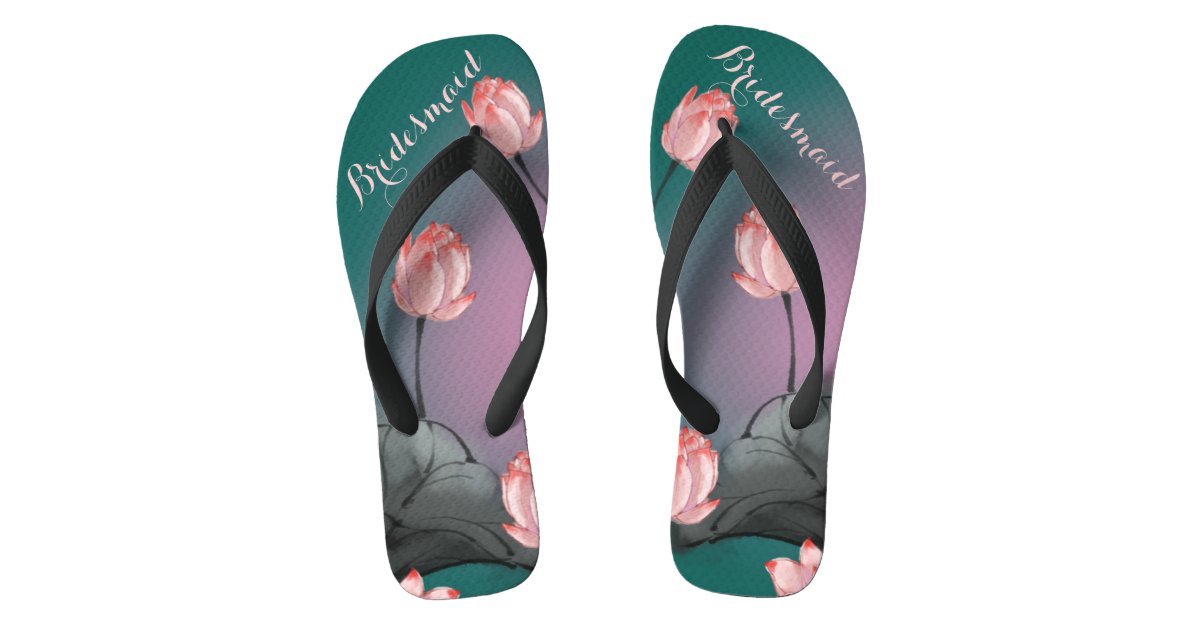 Vintage Aesthetic Floral Pattern Bridesmaid Gift Flip Flops | Zazzle