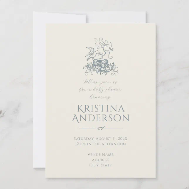 Vintage Aesthetic QR Code Nest Baby Shower Invitation | Zazzle
