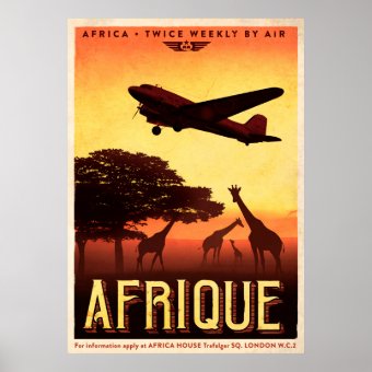 Vintage AFRIQUE Travel Poster | Zazzle