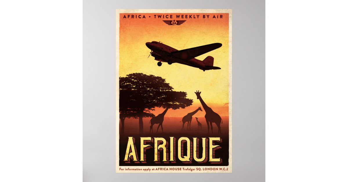 Vintage AFRIQUE Travel Poster | Zazzle