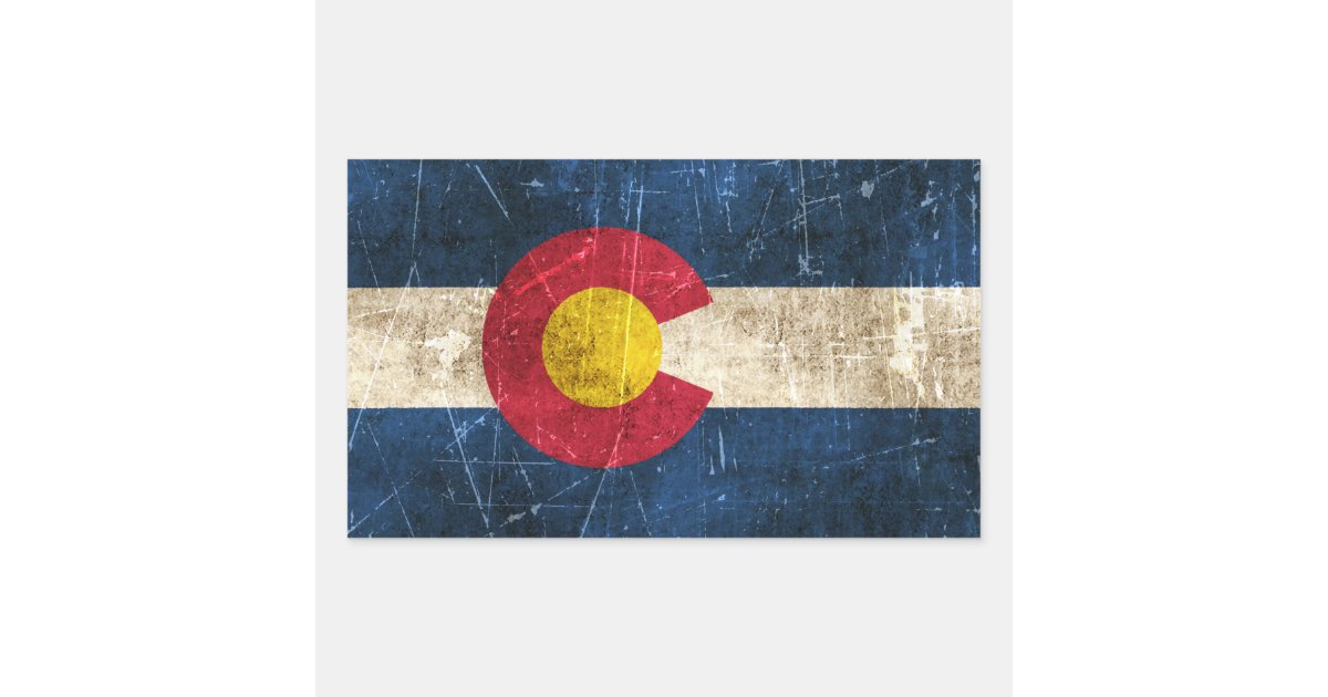 Vintage Aged and Scratched Flag of Colorado Rectangular Sticker | Zazzle