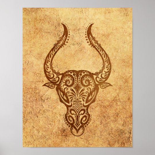 Vintage Aged Taurus Zodiac Poster | Zazzle.com