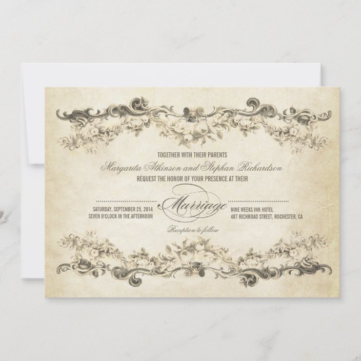 vintage aged wedding invitations | Zazzle.com