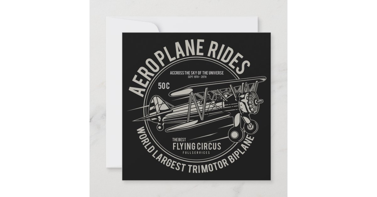 Vintage Aircraft Biplane Logo Card | Zazzle