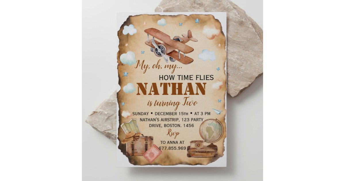Vintage Aircraft Birthday Invitation | Zazzle