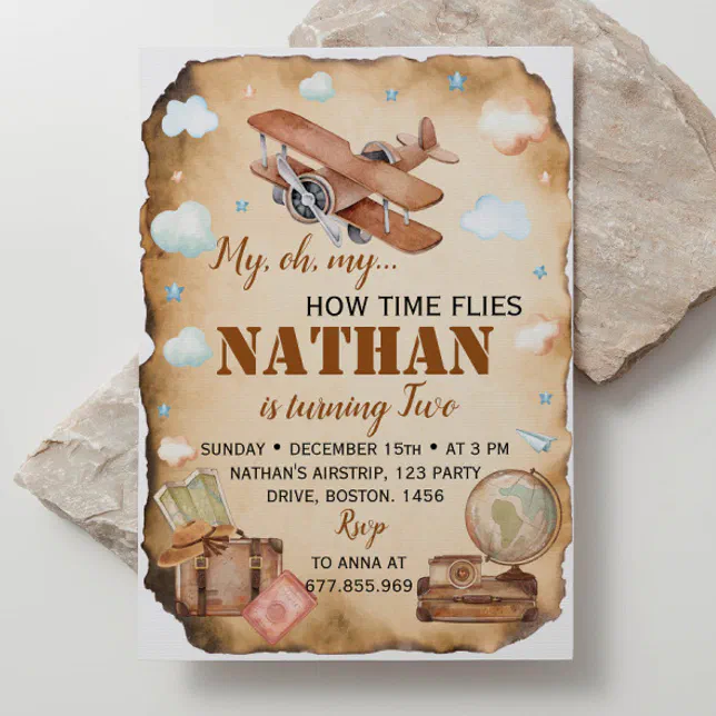 Vintage Aircraft Birthday Invitation | Zazzle