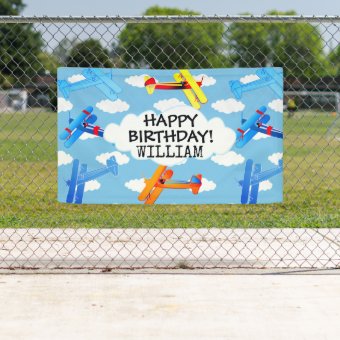 Vintage Airplane Airforce Aviator Aviation Banner | Zazzle