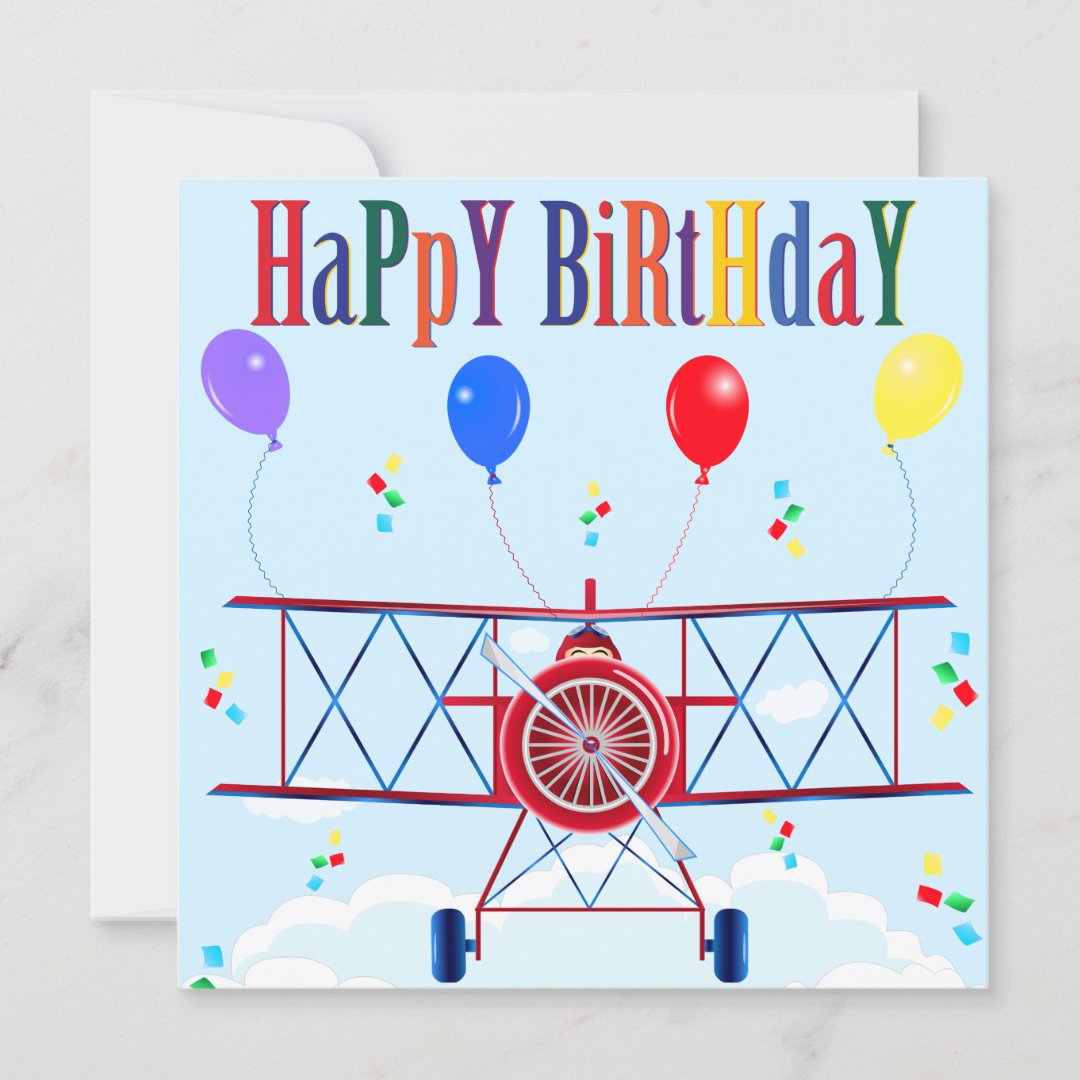 Vintage Airplane Airforce Aviator | Birthday Note Card | Zazzle