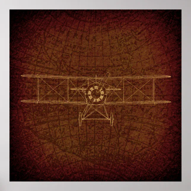 Vintage Airplane Antique Plane Diagram Vintage Map Poster | Zazzle