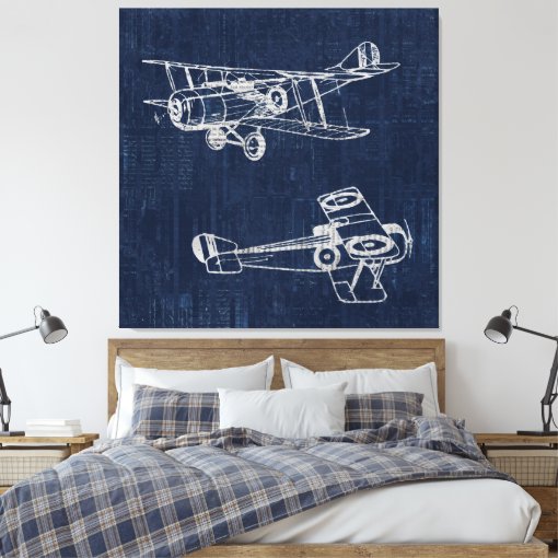 Vintage Airplane Art Newspaper Text & Script Style Canvas Print | Zazzle