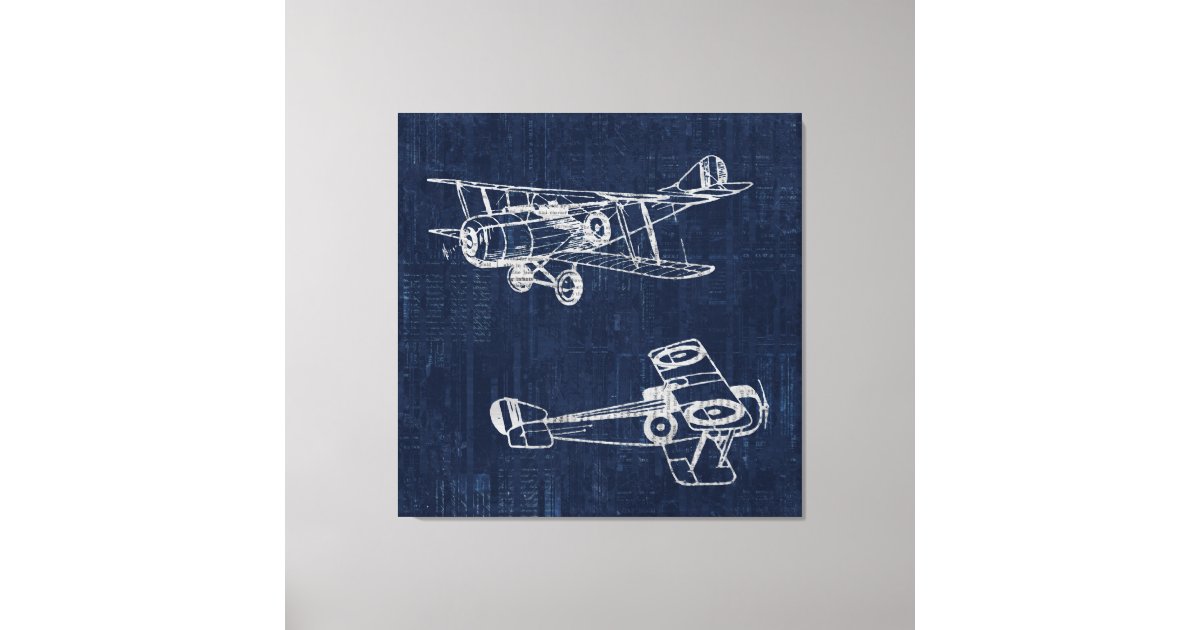 Vintage Airplane Art Newspaper Text & Script Style Canvas Print | Zazzle