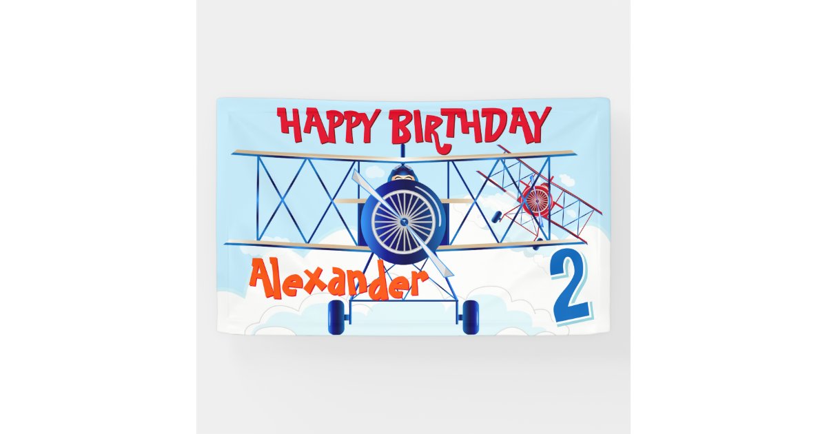 Vintage Airplane Aviator BIrthday Banner | Zazzle