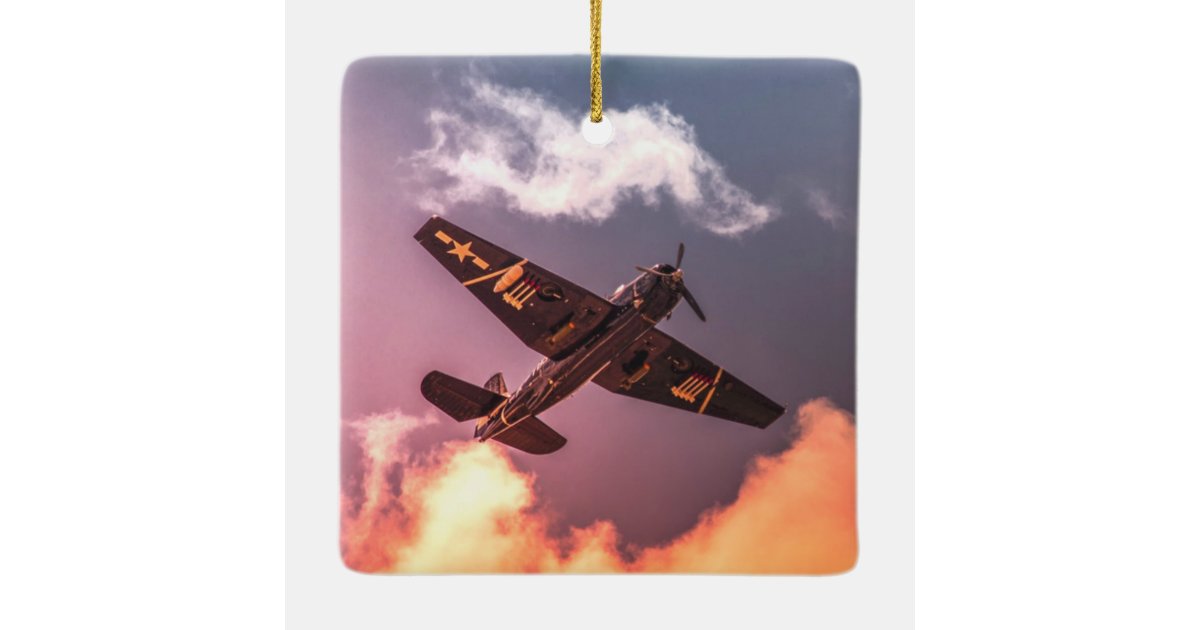Vintage Airplane Beautiful Sky Ceramic Ornament | Zazzle