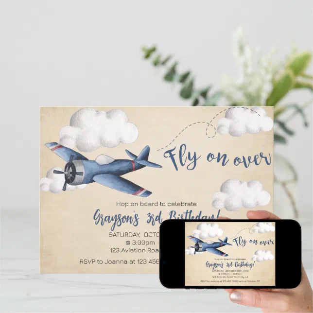 Vintage Airplane Birthday Invitation, Boy Invite | Zazzle