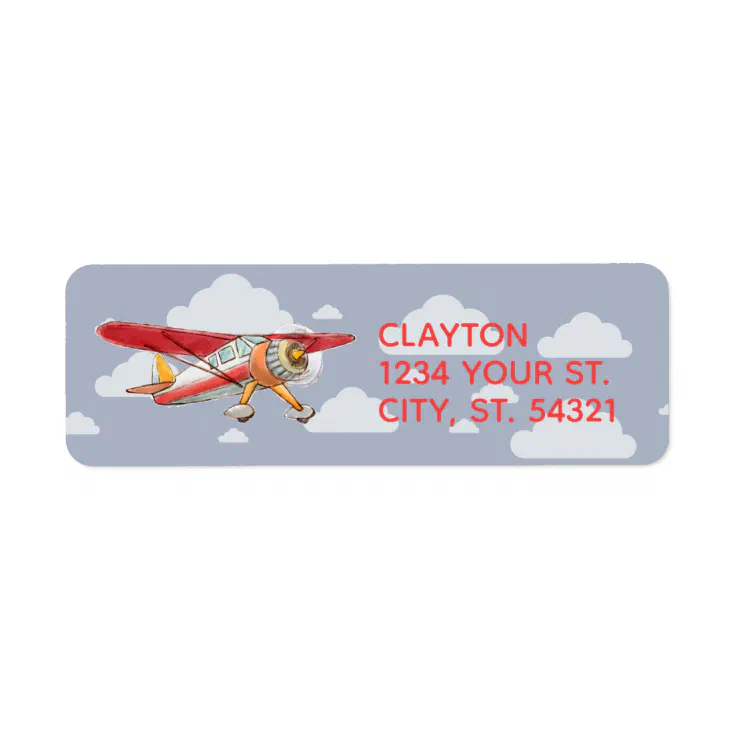 Vintage Airplane Birthday Label | Zazzle