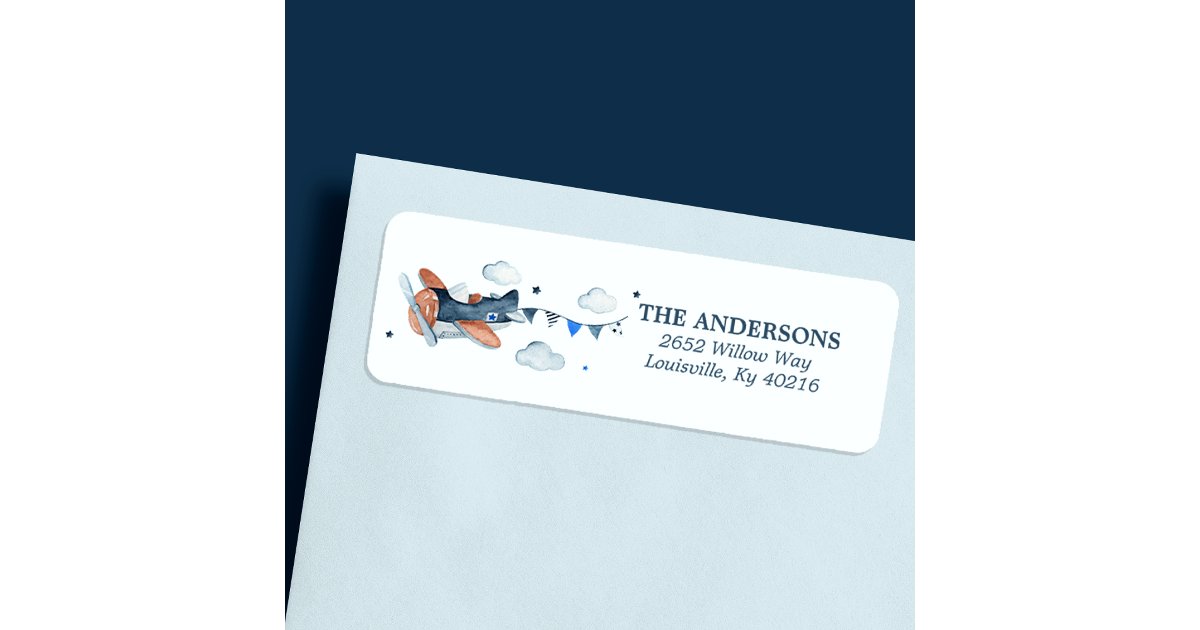 Vintage Airplane Clouds Return Address Label | Zazzle