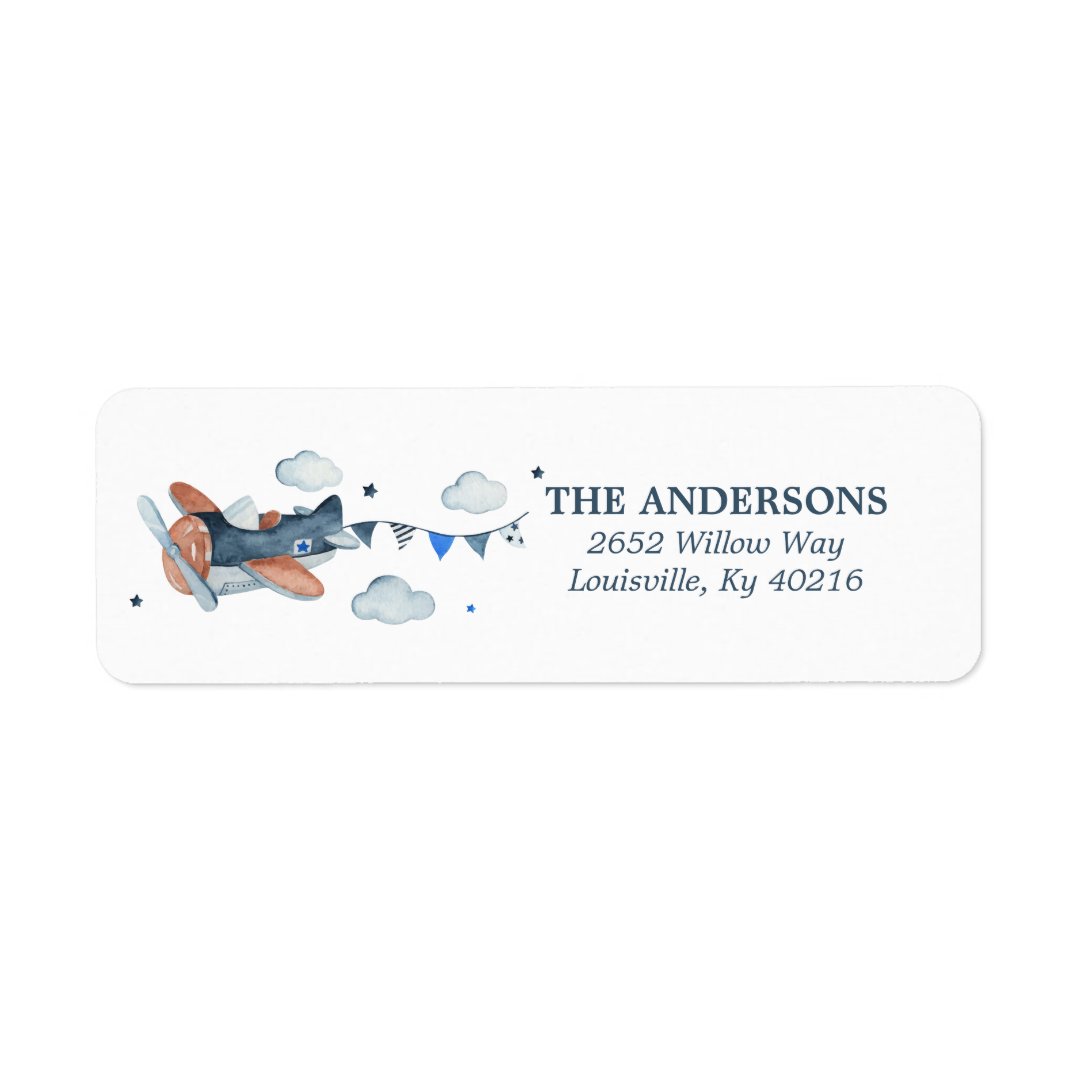 Vintage Airplane Clouds Return Address Label | Zazzle