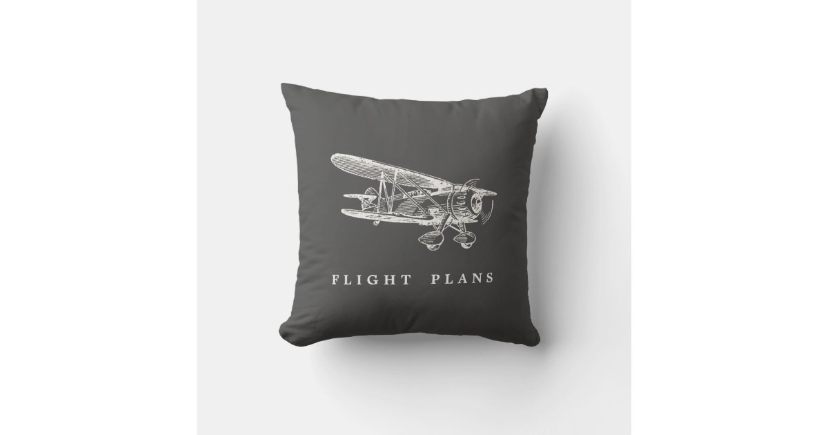 Vintage Airplane, Flight Plans Throw Pillow | Zazzle