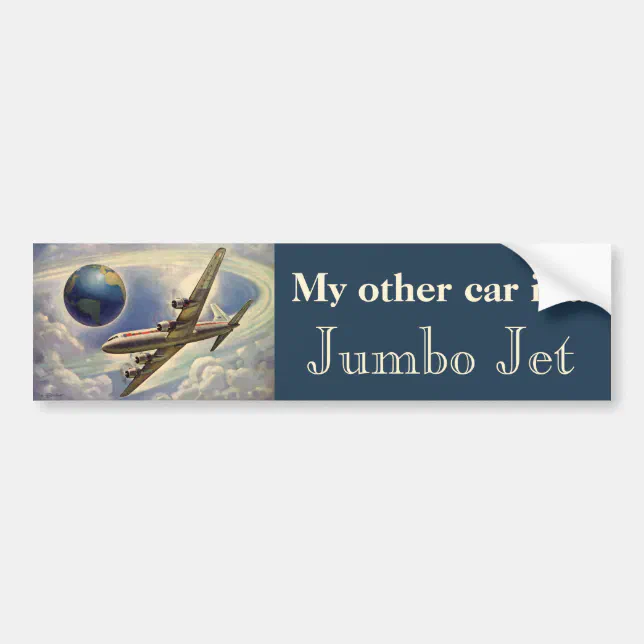 Vintage Airplane Flying Around the World in Clouds Bumper Sticker | Zazzle