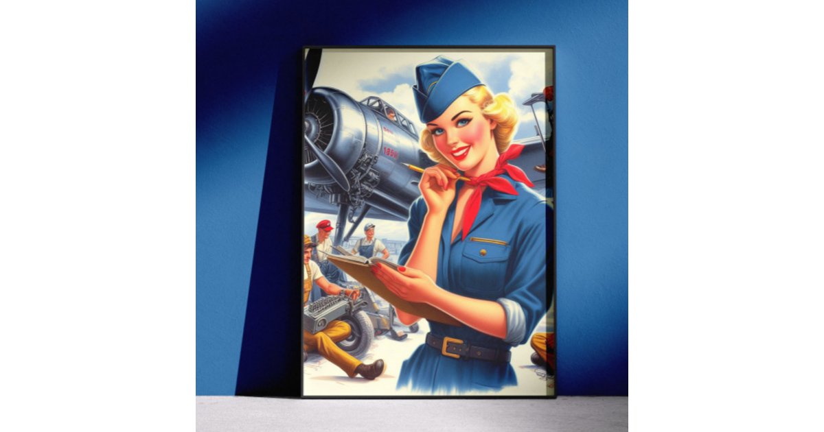Vintage Airplane Pin-up Poster | Zazzle