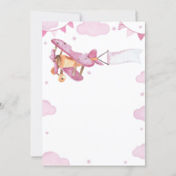 Vintage Airplane Pink Girl Birthday Invitation | Zazzle