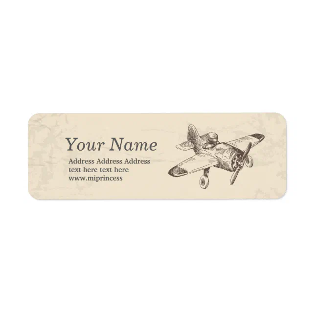vintage, airplane, plane return address stickers | Zazzle
