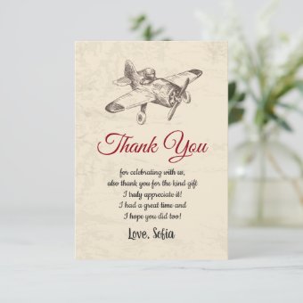 vintage, airplane, plane, thank you card | Zazzle