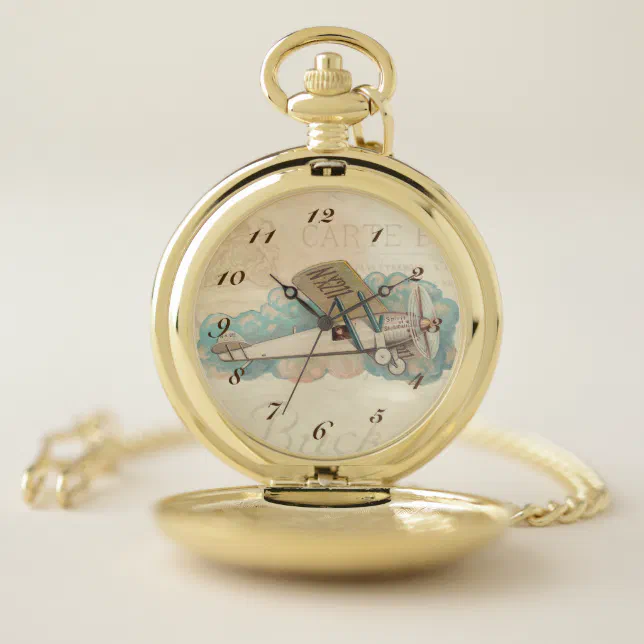 Vintage Airplane. Pocket Watch | Zazzle
