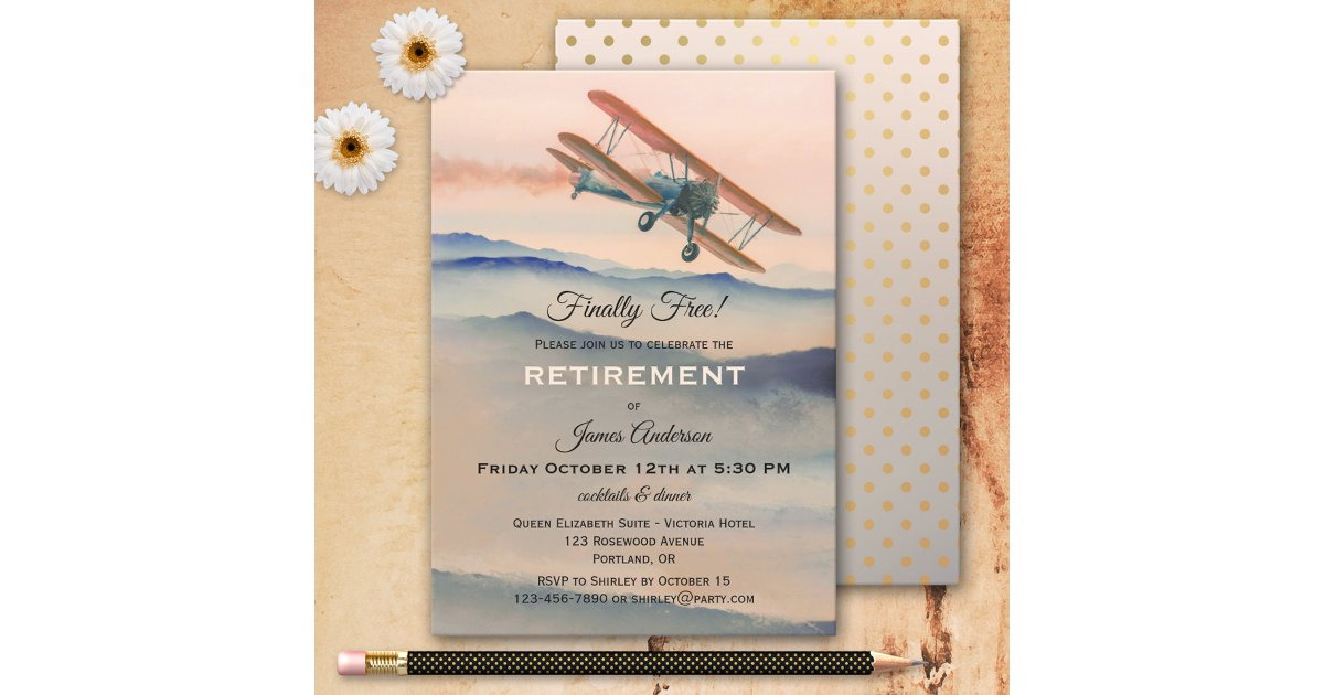 Vintage Airplane Retirement Party Invitation | Zazzle