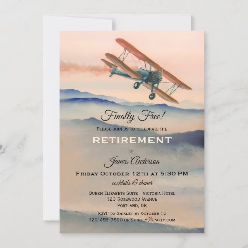 Vintage Airplane Retirement Party Invitation | Zazzle