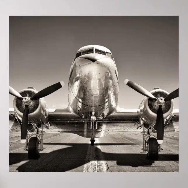 Vintage Airplane Runway Scene Poster | Zazzle