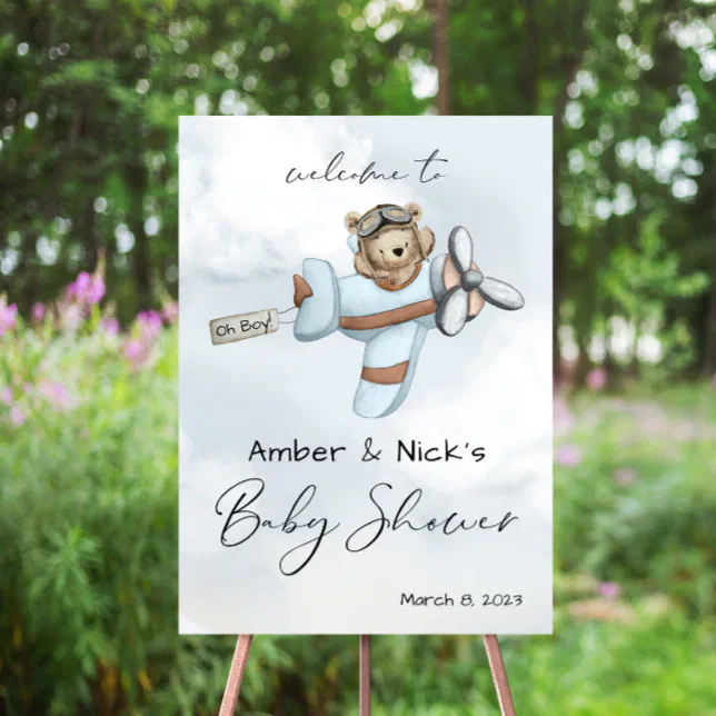 Vintage Airplane Teddy Bear Welcome Sign | Zazzle