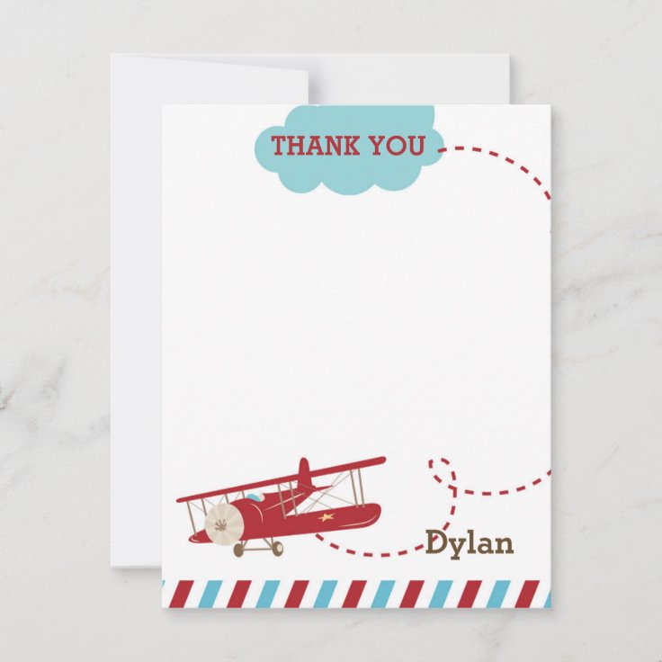 Vintage Airplane Thank You Card - Plane Aeroplane | Zazzle