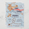 Vintage Airplane Time Flies Blue Birthday Invitation | Zazzle