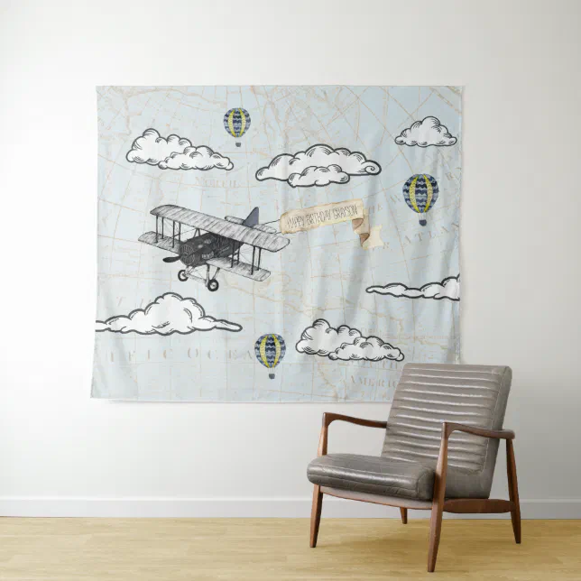 Vintage Airplane | Travel Theme Party Backdrop | Zazzle