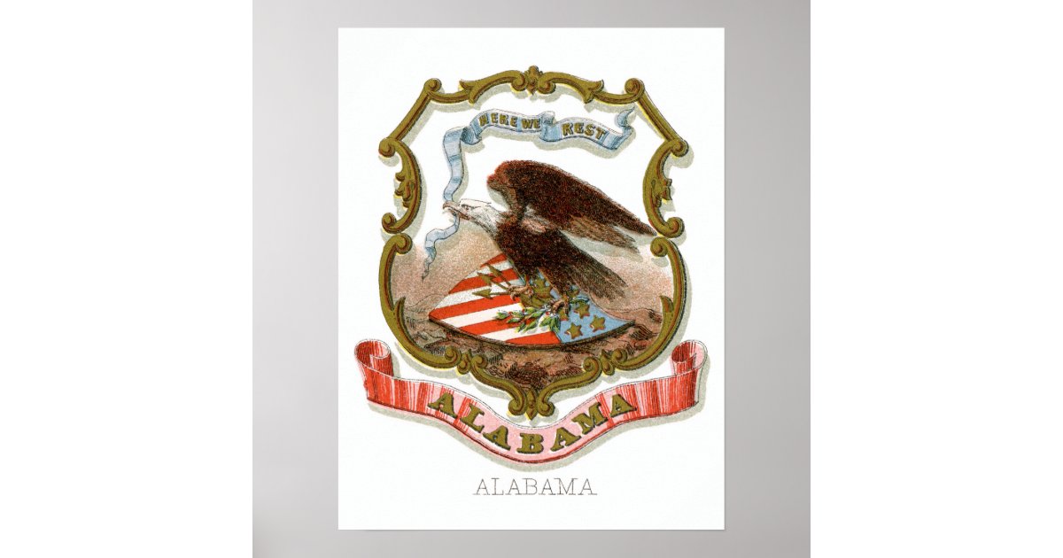 Vintage Alabama State Coat of Arms Poster | Zazzle
