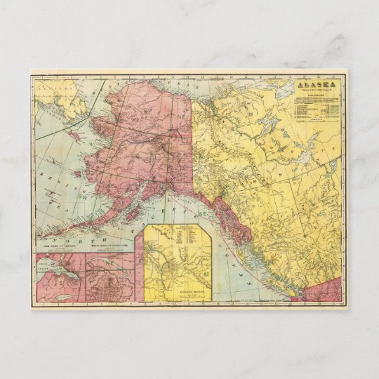 Vintage Alaska Map Postcard | Zazzle.com