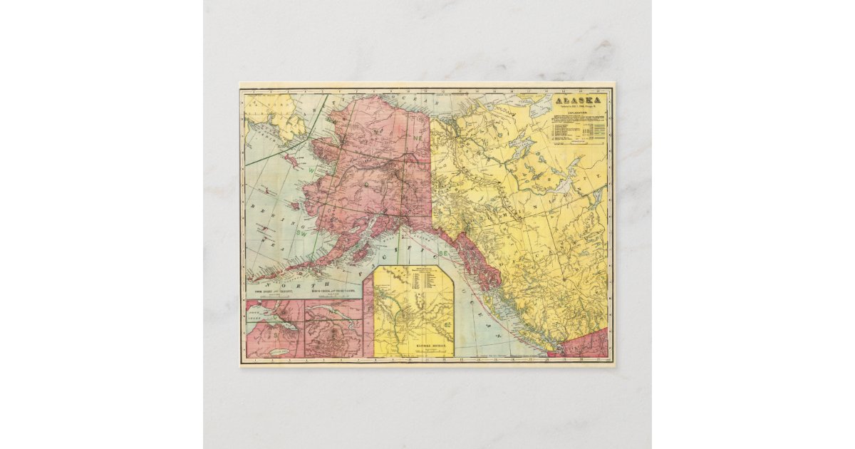 Vintage Alaska Map Postcard | Zazzle