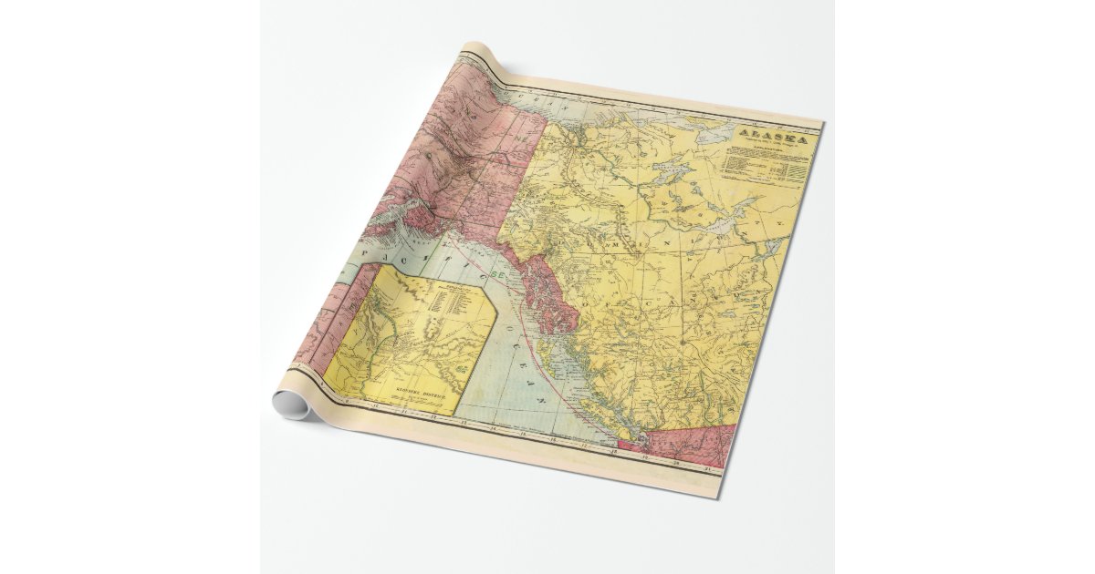 Vintage Alaska Map Wrapping Paper | Zazzle.com