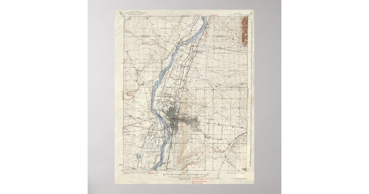 Vintage Albuquerque New Mexico Topographic Map Poster | Zazzle