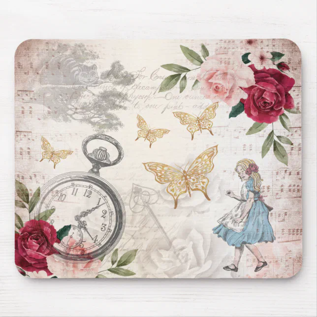 Vintage Alice In Wonderland Collage Decoupage Mouse Pad | Zazzle