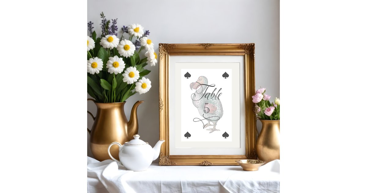 Vintage Alice in Wonderland Dodo Bird Character Table Number | Zazzle